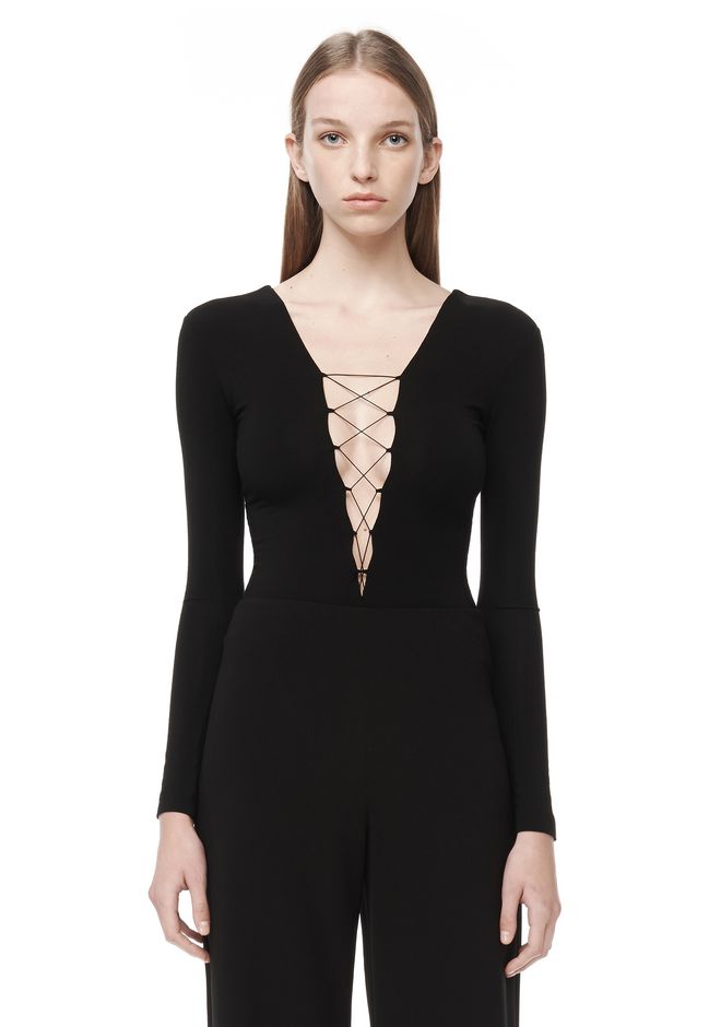 Alexander Wang ‎modal Spandex Long Sleeve Bodysuit ‎ ‎top‎ Official Site